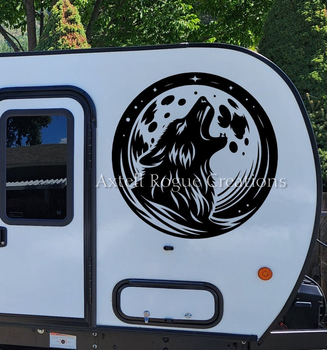 Howling Wolf and Moon Large RV Vinyl Decal - Wolf Decal - Full Moon ...