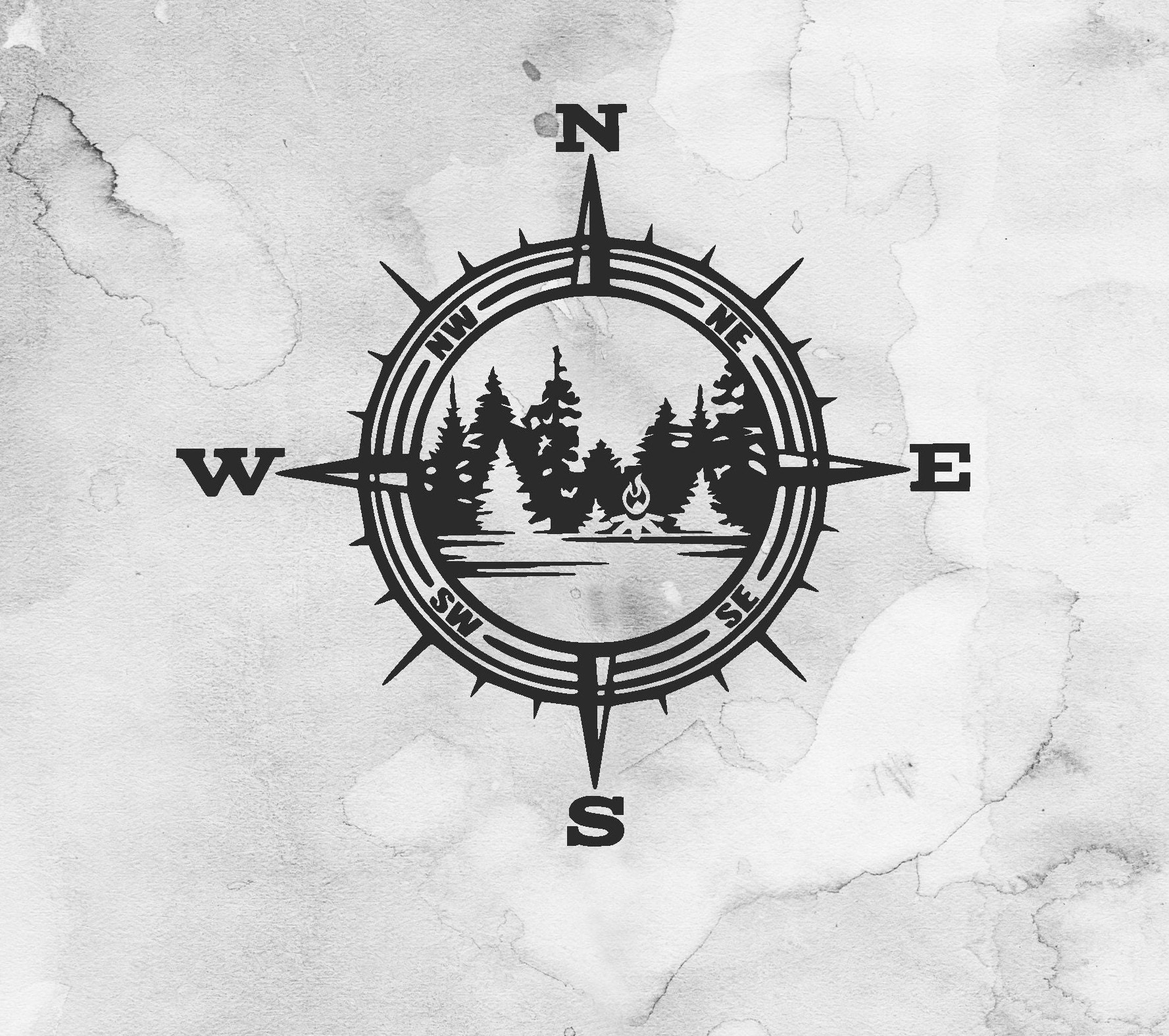 Compass Campfire Large RV Decal - Etsy