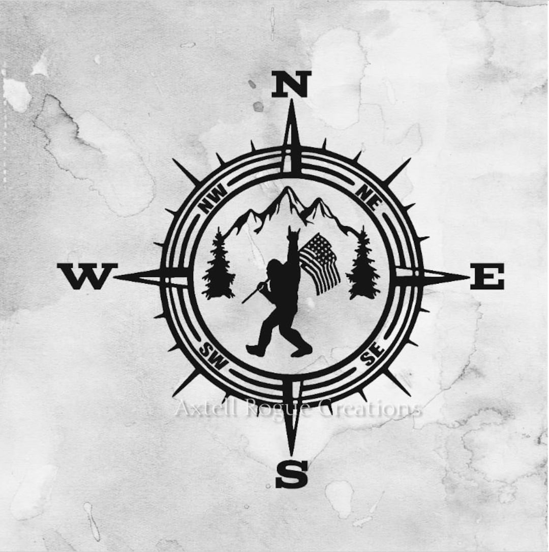 Bigfoot Compass Decal: Mountain & Trees RV Vinyl Decal - Etsy