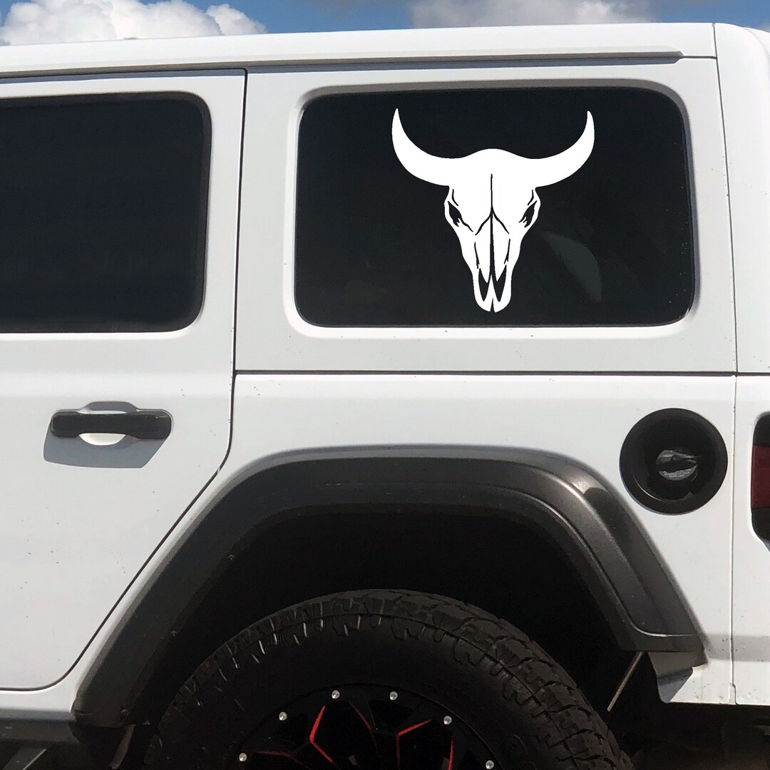 Cow Skull Western Vinyl Car Decal - Etsy