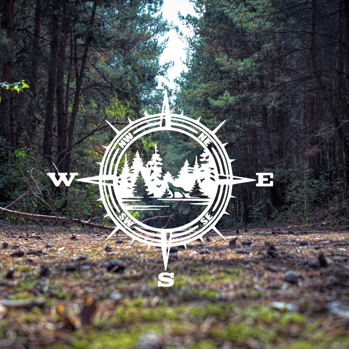 Wolf Compass PNW Vinyl Decal Compass Sticker Howling Wolf - Etsy