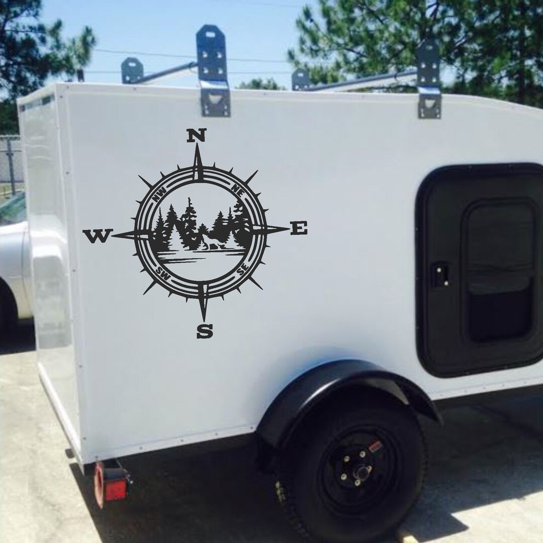 Large Howling Wolf Compass Decal - RV Decal - Motorhome Decal - Camping ...