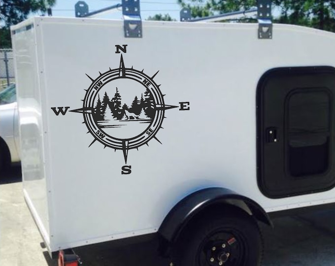 Large Howling Wolf Compass Decal - RV Decal - Motorhome Decal - Camping ...