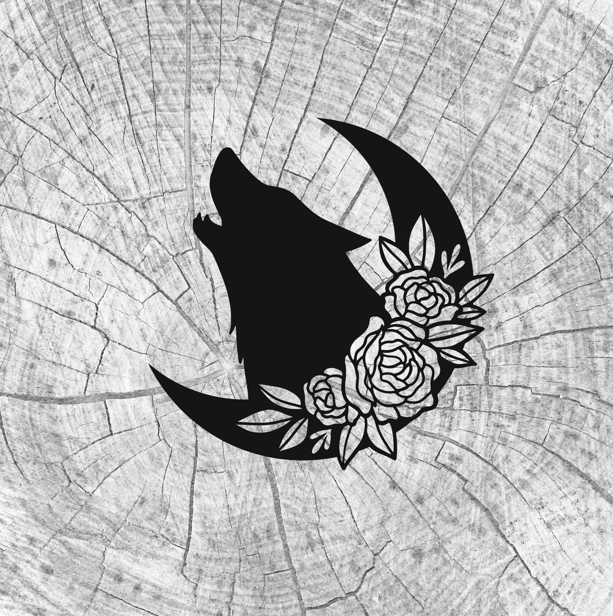 Large Howling Wolf Crescent Moon Vinyl Decal Howling Wolf | Etsy