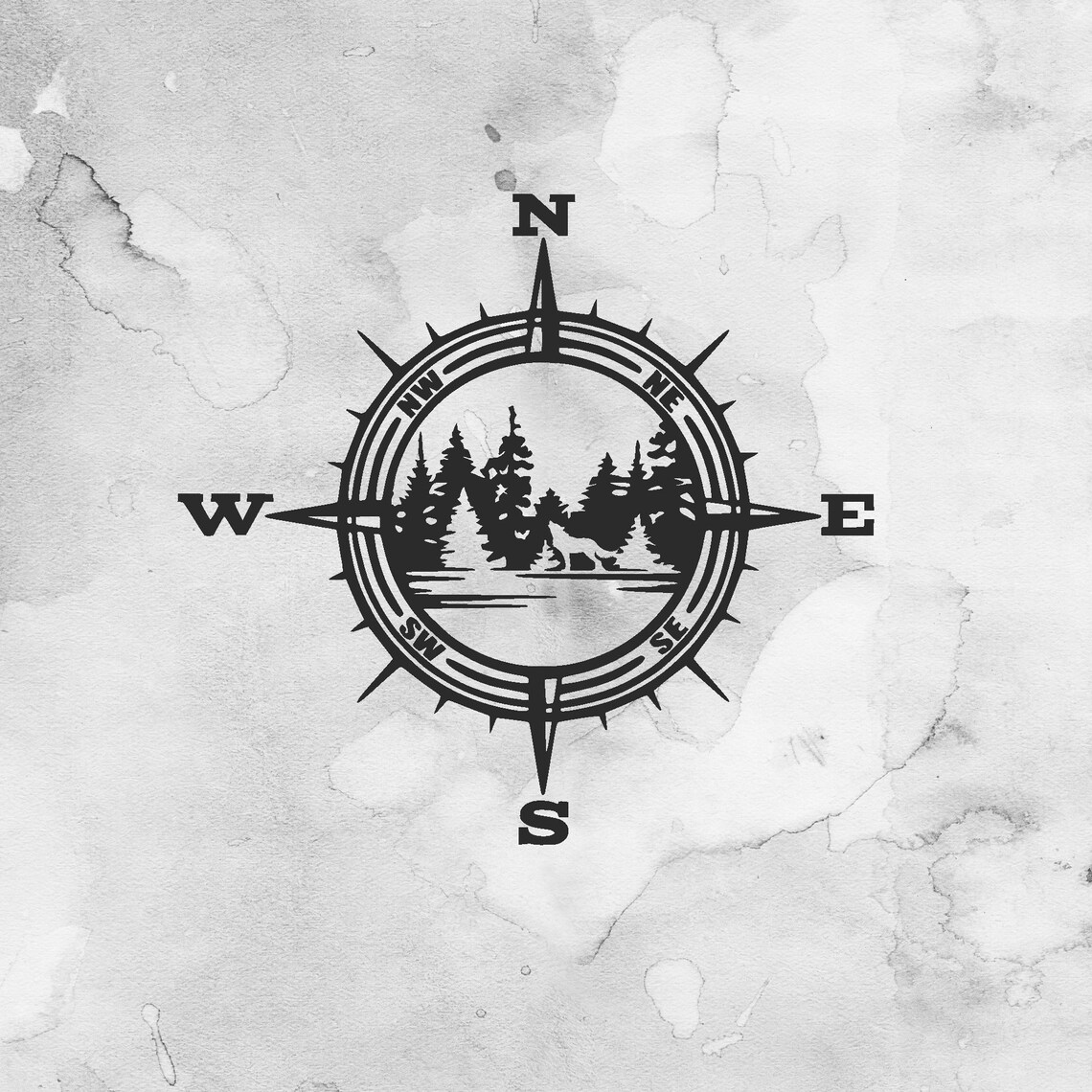 Wolf Compass PNW Vinyl Decal Compass Sticker Howling Wolf - Etsy
