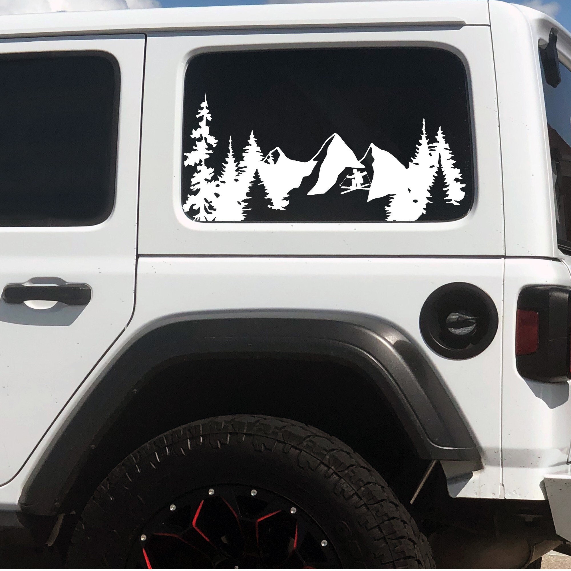 Mountain Skier Tree Side Window Decal Snow Skier Decal Ski - Etsy