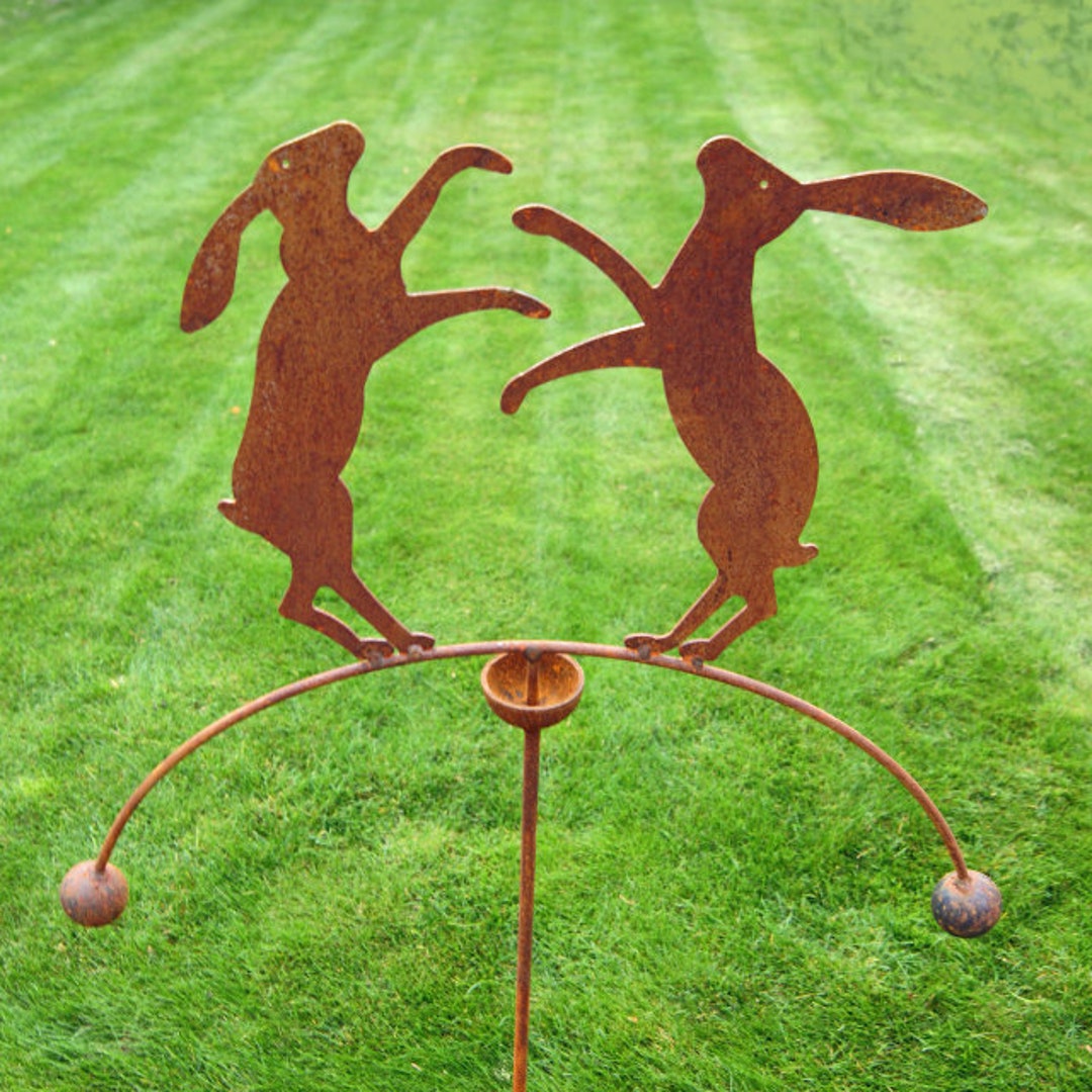 Double Ball Boxing Hares Garden Wind Spinner Rocker - Etsy