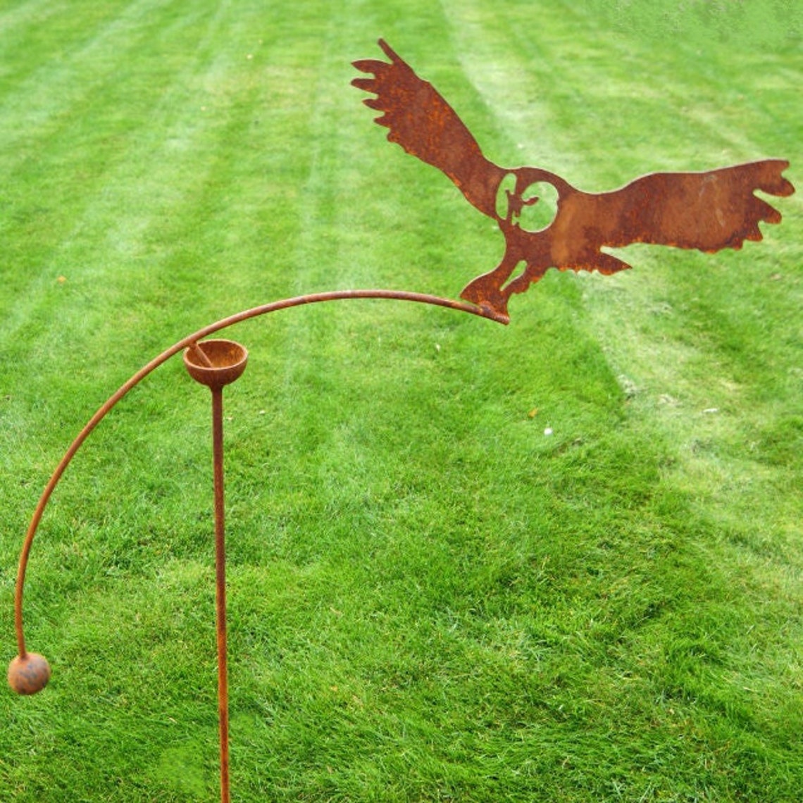 Single Ball Owl Garden Wind Spinner/rocker - Etsy