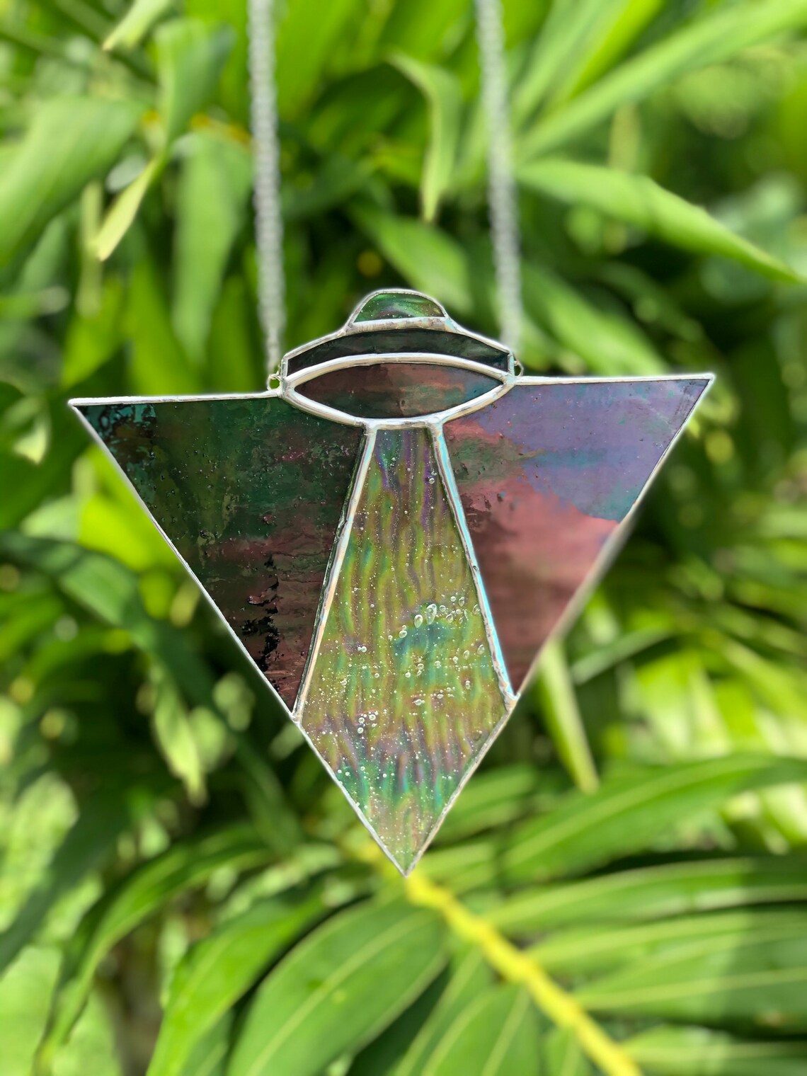Ufo Alien Abduction Stained Glass Suncatcher Wall Art Home Etsy