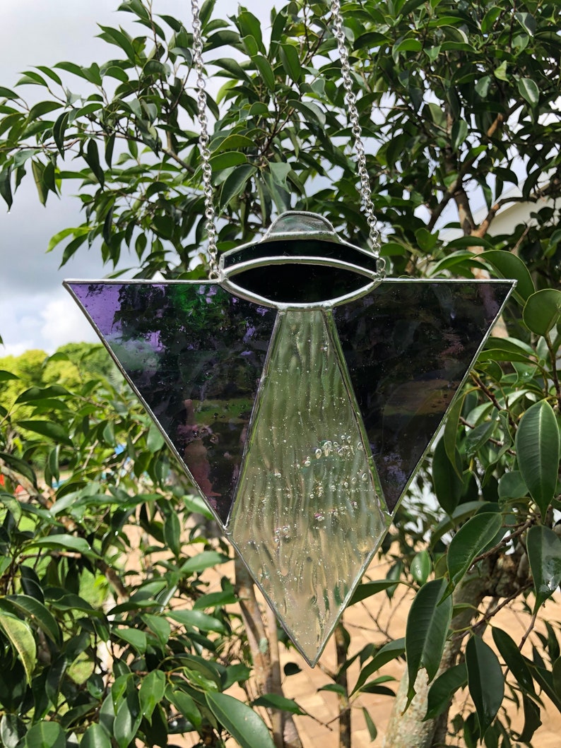 UFO Alien Abduction Stained Glass Suncatcher Wall Art Home - Etsy