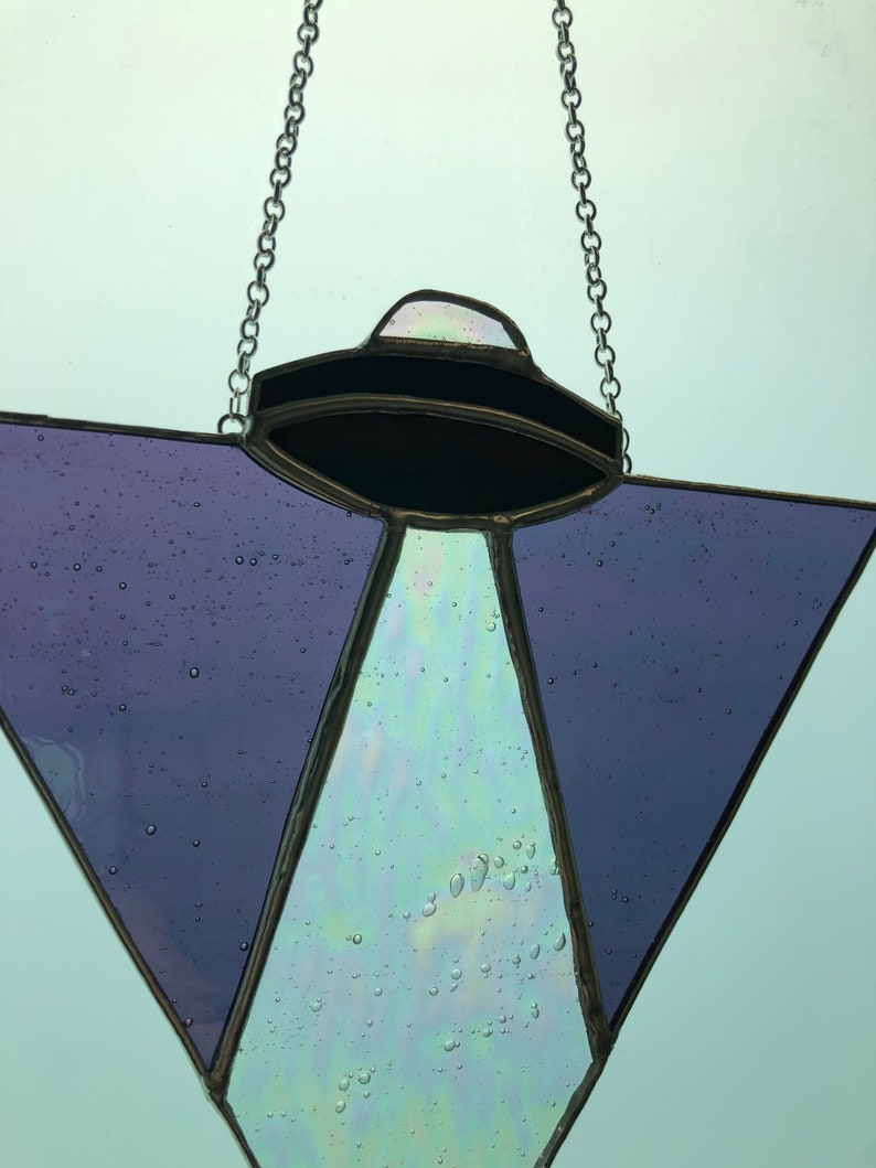 UFO Alien Abduction Stained Glass Suncatcher Wall Art Home - Etsy