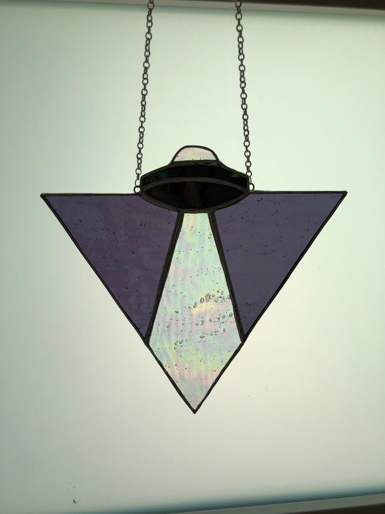 UFO Alien Abduction Stained Glass Suncatcher Wall Art Home - Etsy