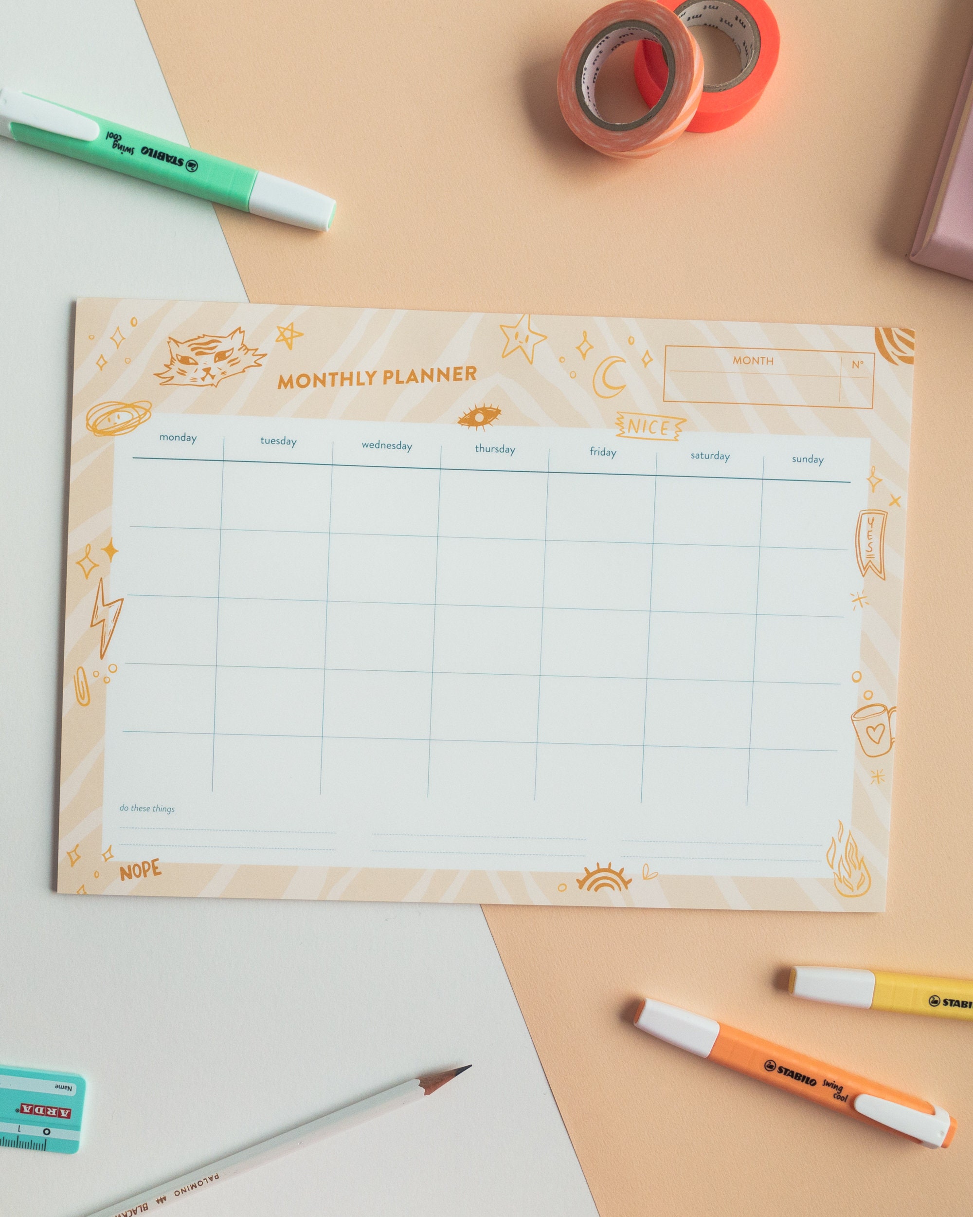 Badass Monthly Desk Planner A4 Size Unique and Fun Design to Elevate ...