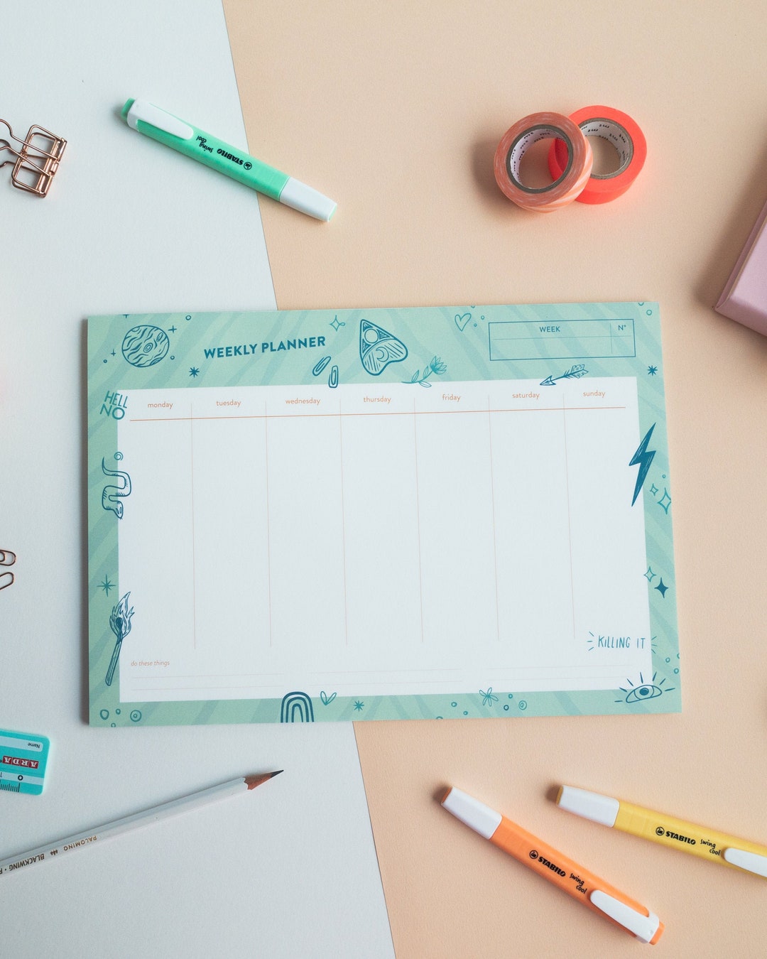 Badass Weekly Desk Planner - A4 Size - Unique and Fun Design to to Keep ...