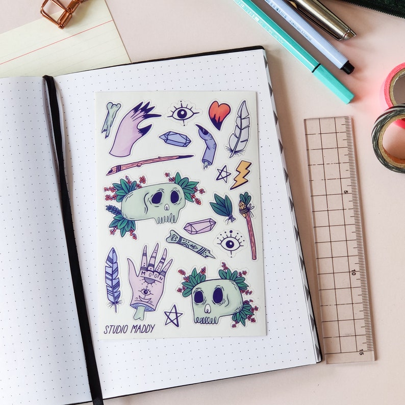 Witchy Vibes Sticker Sheet, Magical Witch Bullet Journal Stickers, Bujo ...