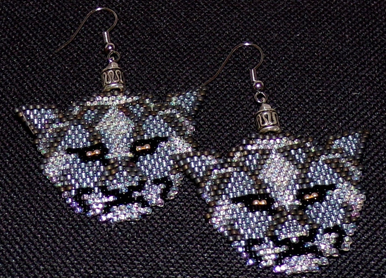 Silver Panther Beaded Earrings Puma Mt. Lion Big Cat Mascot - Etsy