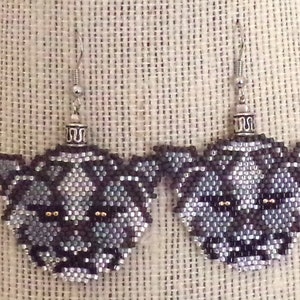 Silver Cougar Puma Panther Beaded Earrings Mt. Lion Big Cat Drop Dangle ...