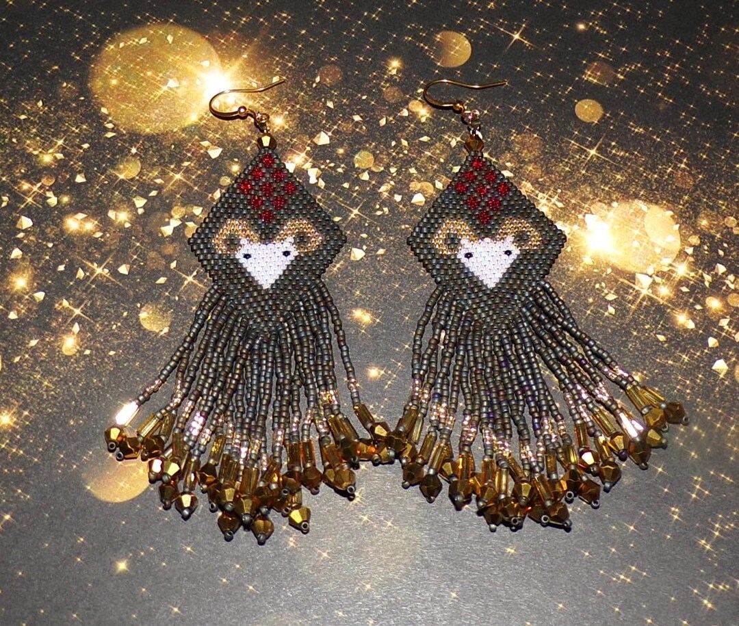 Sacred Ram Beaded Earrings Multi-cultural Ram Symbol With Glass Seed ...