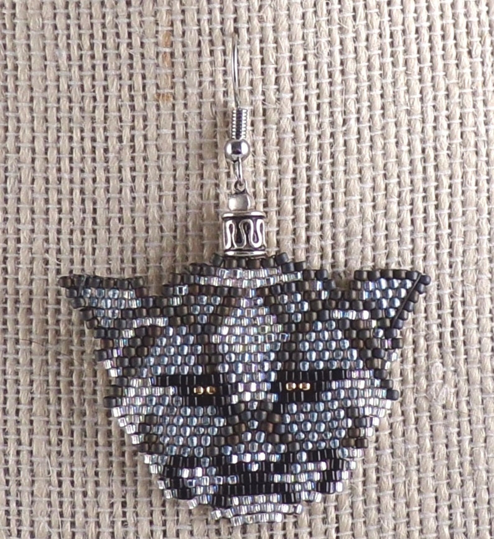 Silver Panther Beaded Earrings Puma Mt. Lion Big Cat Mascot - Etsy