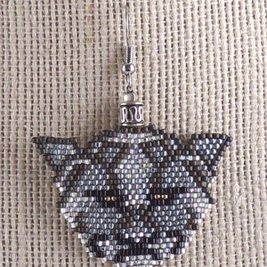 Silver Cougar Puma Panther Beaded Earrings Mt. Lion Big Cat Drop Dangle ...