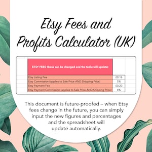 Etsy Fees Calculator and Etsy Profit Calculator – Excel Spreadsheet ...