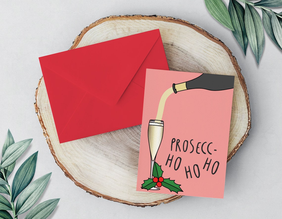 Funny Christmas Card Prosecco Alcohol Pun Christmas Card - Etsy