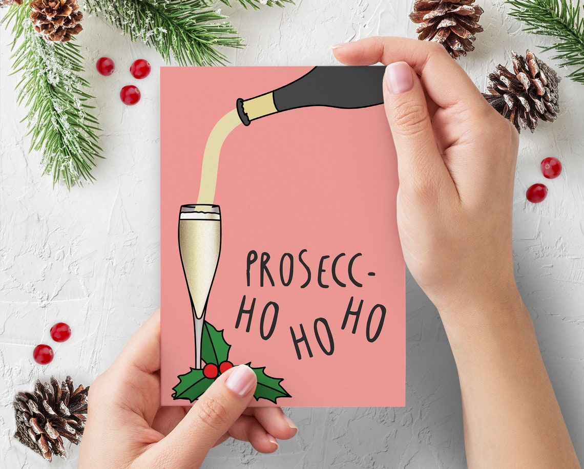 Funny Christmas Card Prosecco Alcohol Pun Christmas Card - Etsy