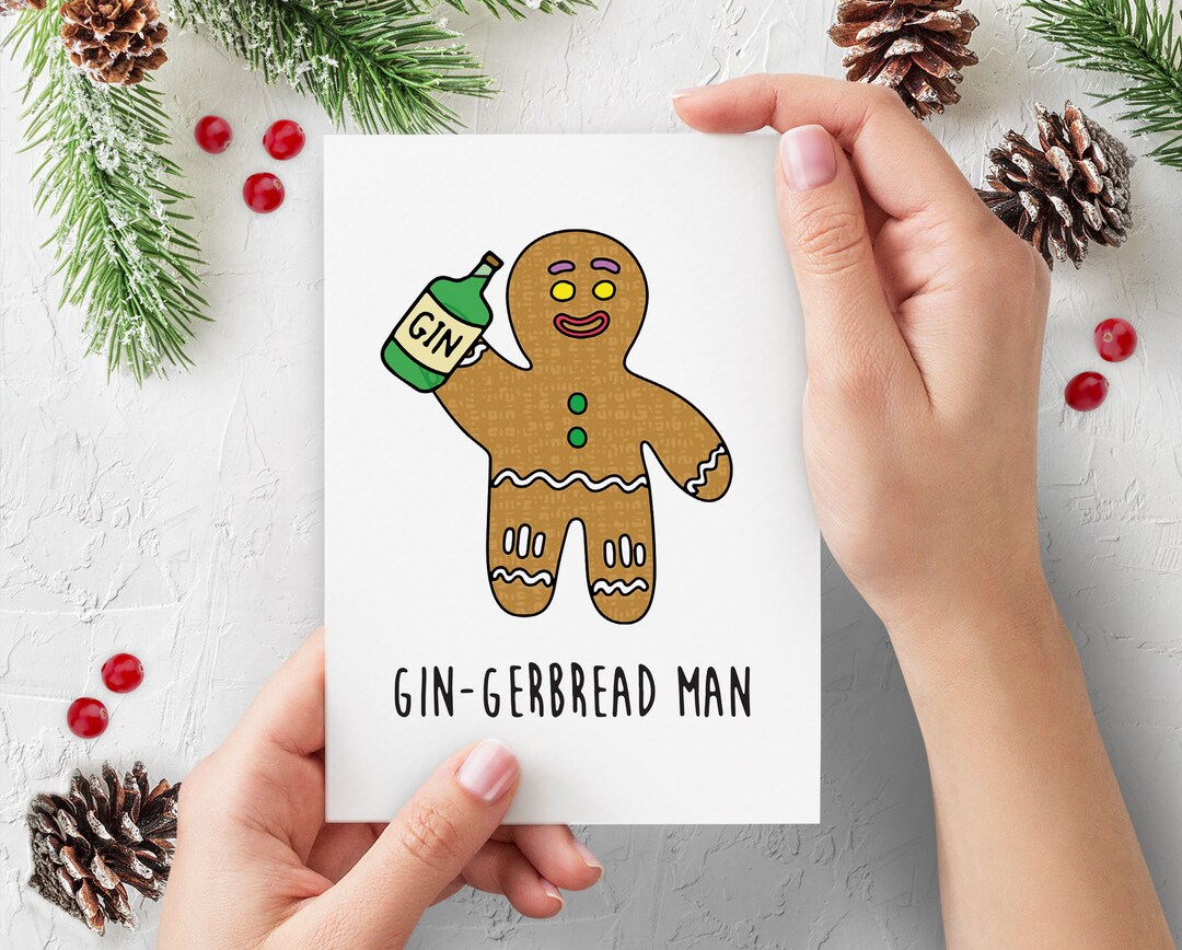 Funny Adult Christmas Card | Gingerbread Man Gin | Funny, Cheeky, Cute ...
