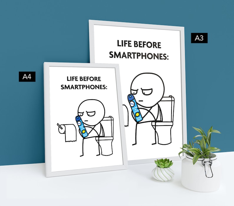 Meme Funny Bathroom Print Life Before Smartphones Funny - Etsy