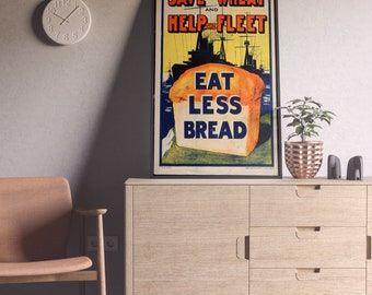 Eat Less Bread Vintage Food Administration Poster Food | Etsy