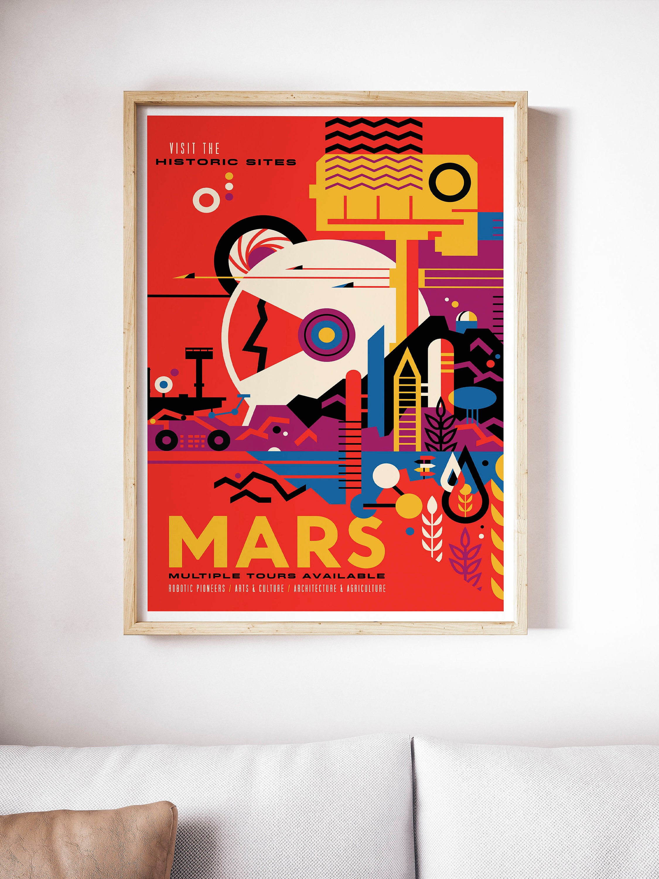 Retro Space Travel Poster | Travel Mars | Vintage Travel Art | Space ...