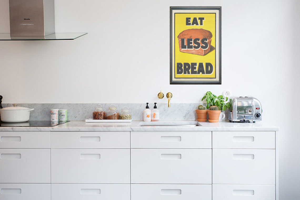 Eat Less Bread | Vintage Food Administration Poster | Food Saver Poster ...