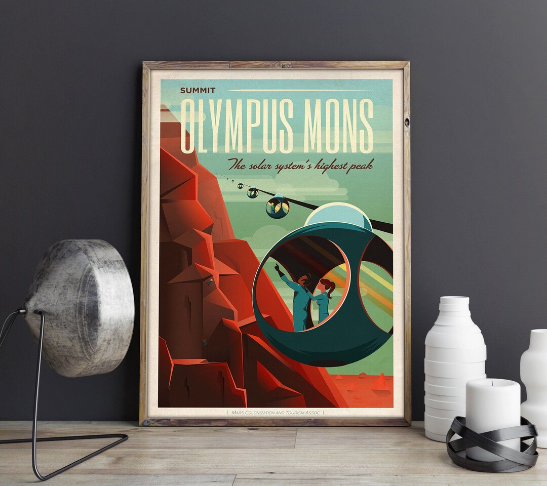 Retro Space Travel Poster | Vintage Travel Mars | Vintage Travel Art ...