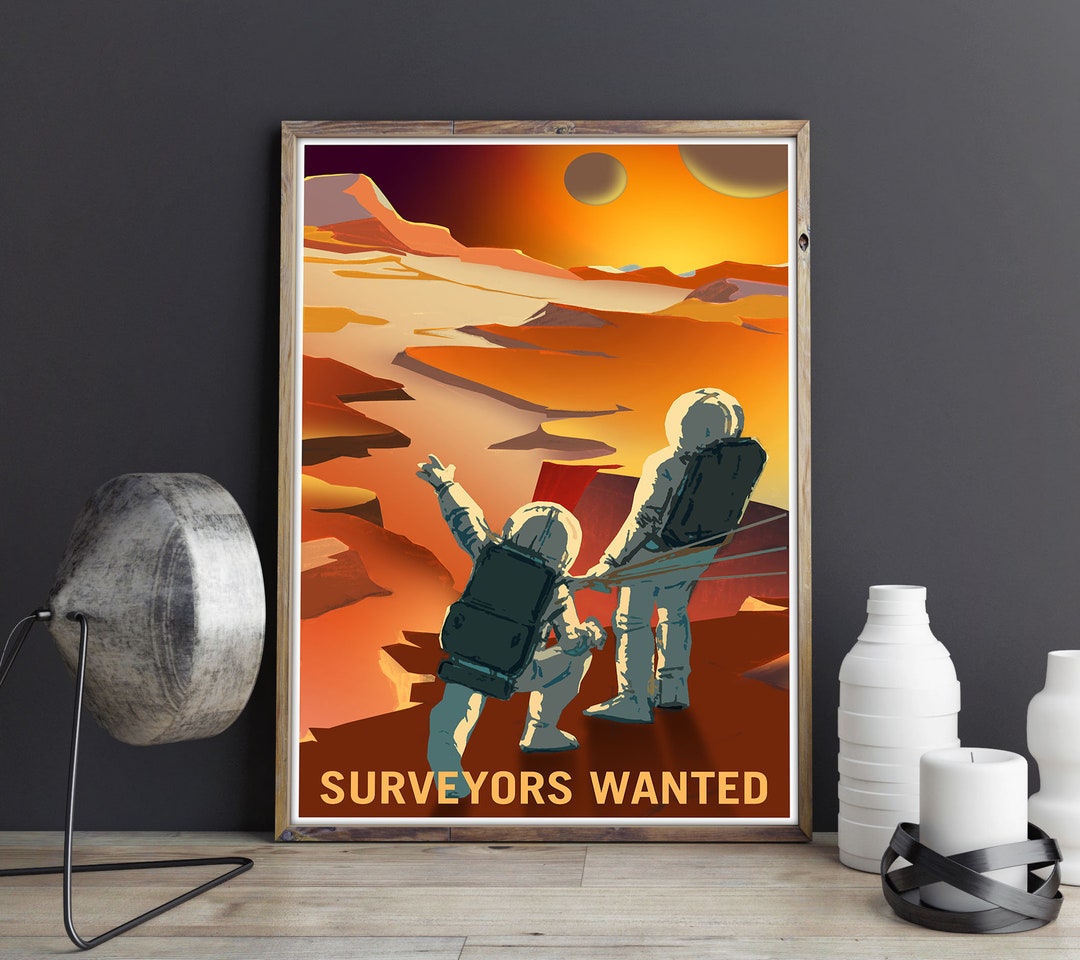 Retro Space Travel Poster | Surveyors Wanted | Vintage Travel Art ...