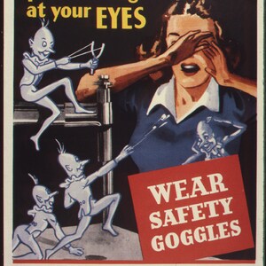 Shop Safety Poster | Always Wear Eye Protection | Vintage Motivational ...