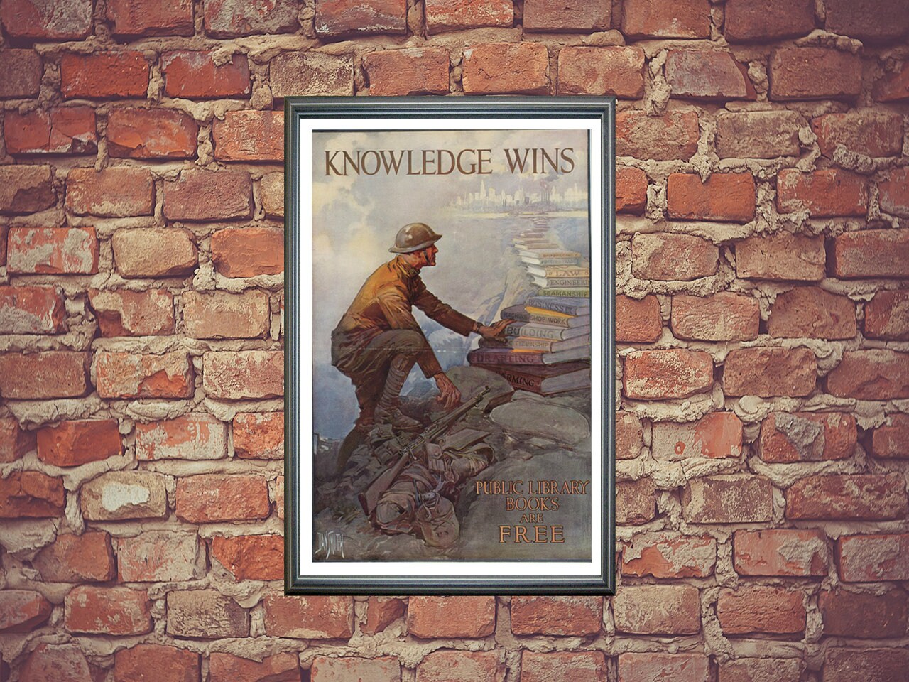 Knowledge Wins Wars Poster Vintage Propaganda Poster | Etsy