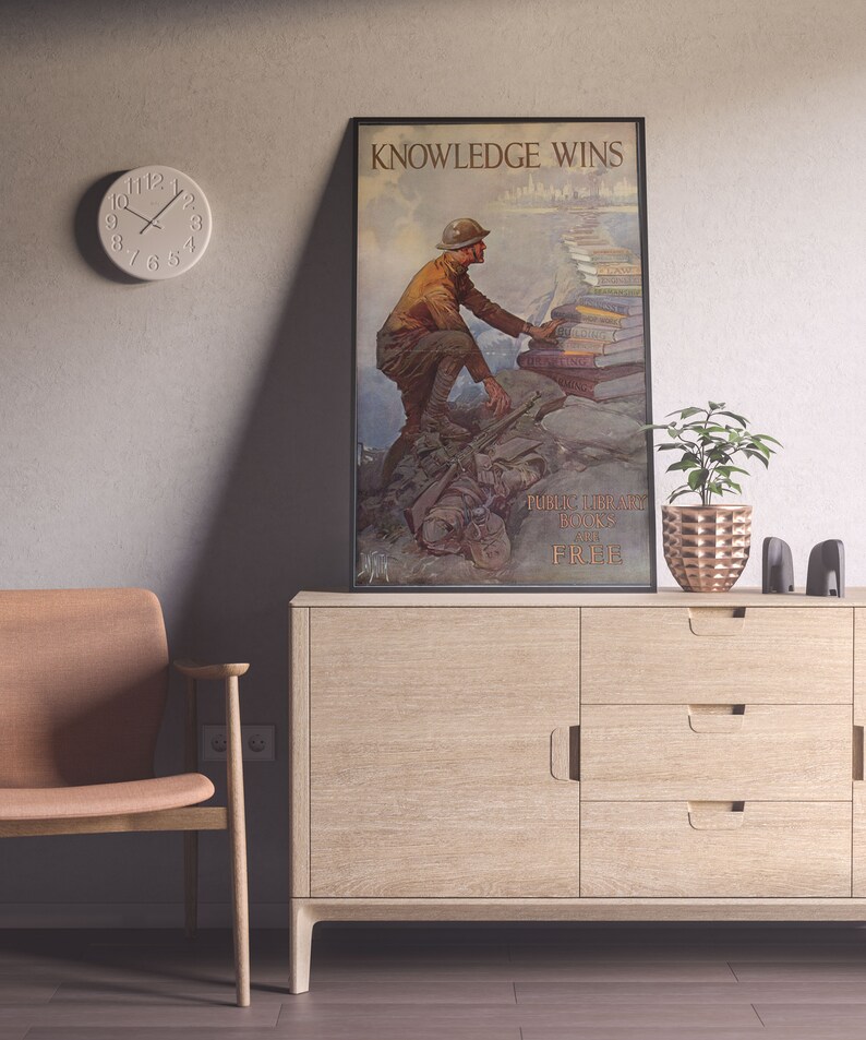 Knowledge Wins Wars Poster Vintage Propaganda Poster | Etsy