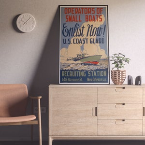 Vintage Recruitment Poster | U.S. Coast Guard Enlistment Poster | U.S ...