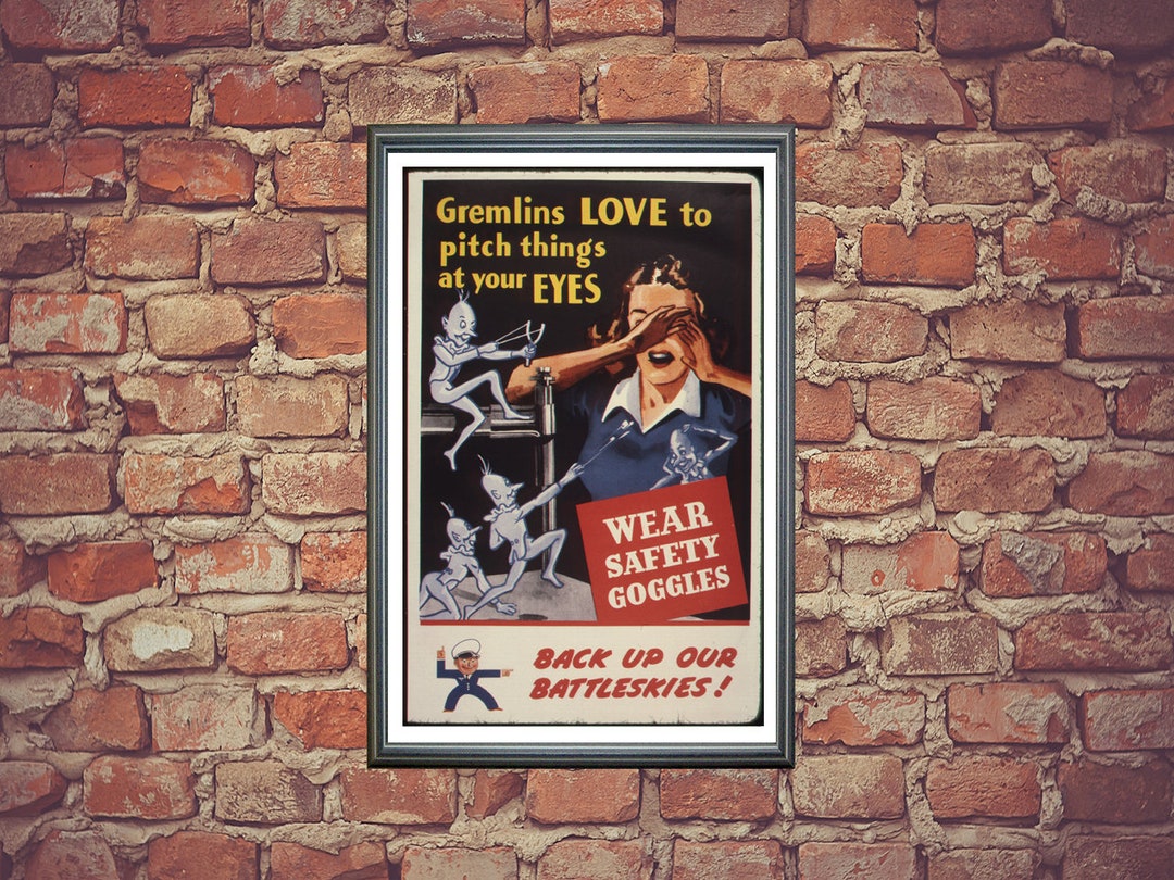 Shop Safety Poster | Always Wear Eye Protection | Vintage Motivational ...