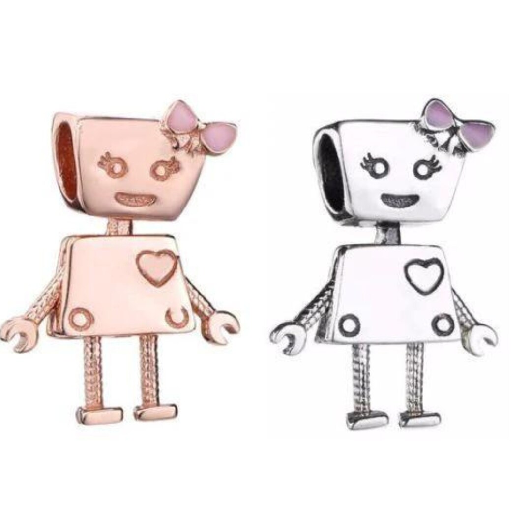 S925 Sterling Silver Bella Bot Robot Love Charm Bead Fits Pandora Charm ...