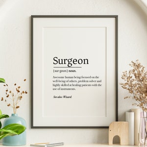 Surgeon Definition - Wall Art | Printable | Minimal Print | Doctor ...