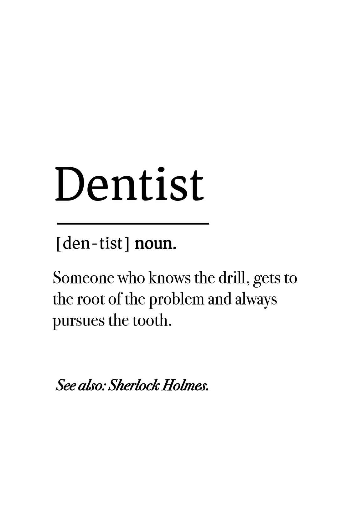 Dentist Definition - Wall Art | Printable | Minimal Print | Dental ...