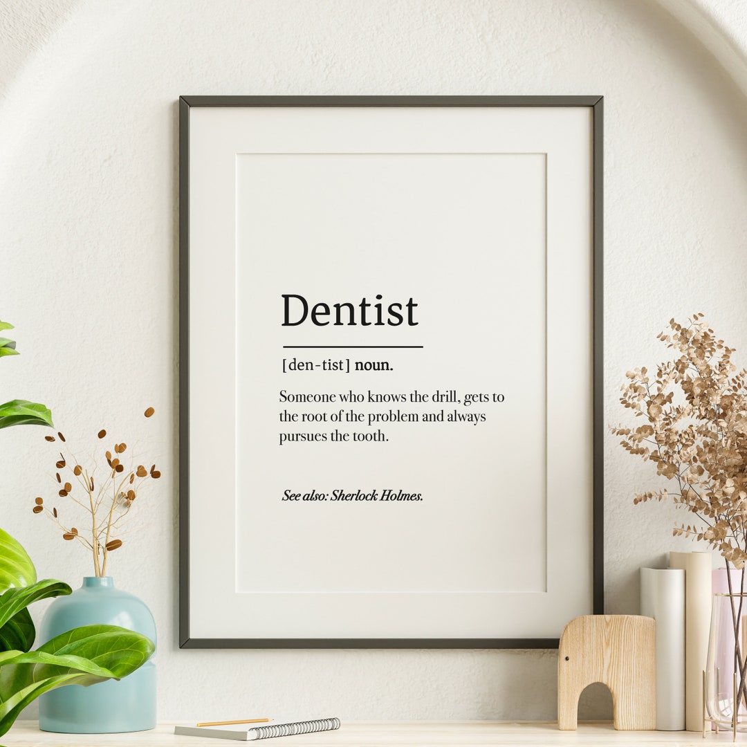 Dentist Definition - Wall Art | Printable | Minimal Print | Dental ...