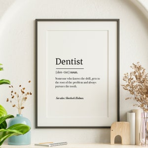 Dentist Definition - Wall Art | Printable | Minimal Print | Dental ...