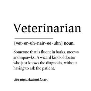 Vet Definition - Wall Art | Printable | Minimal Print | Veterinarian ...