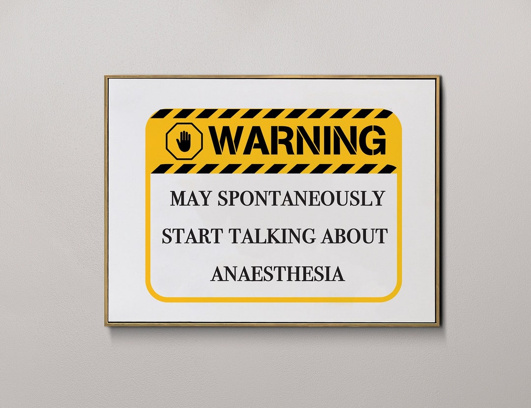 Warning Anaesthesia- Wall Art | Printable | Minimal Print | Funny ...