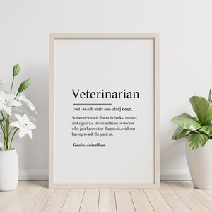 Vet Definition - Wall Art | Printable | Minimal Print | Veterinarian ...