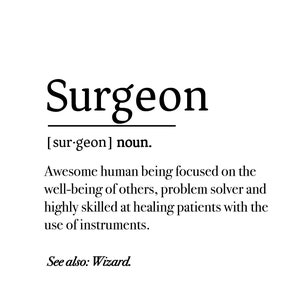 Surgeon Definition - Wall Art | Printable | Minimal Print | Doctor ...
