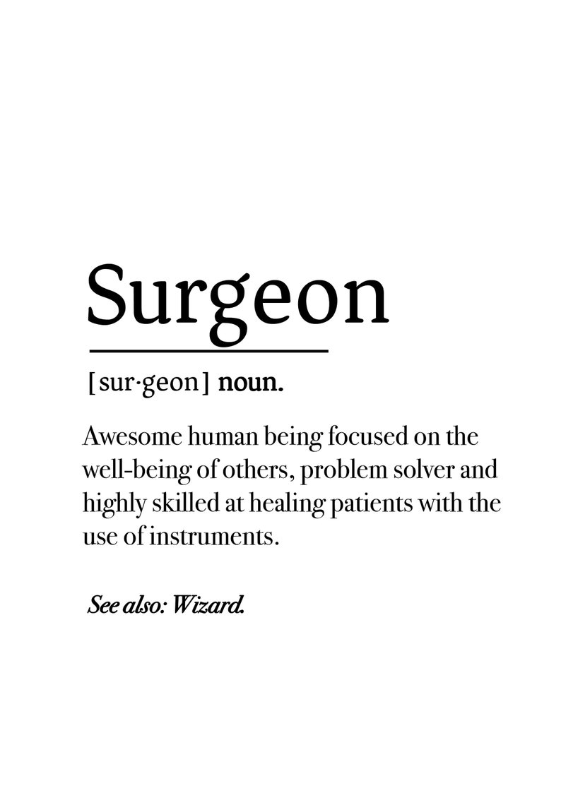 Surgeon Definition Wall Art Printable Minimal Print - Etsy
