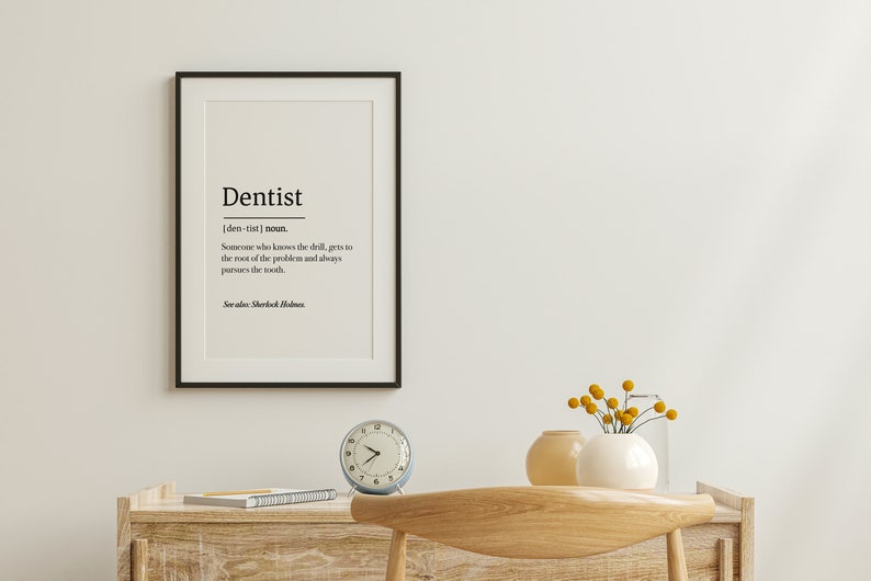 Dentist Definition - Wall Art | Printable | Minimal Print | Dental ...